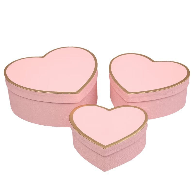 Gold Edge Heart Box - set of 3 – theflowerroomsupply
